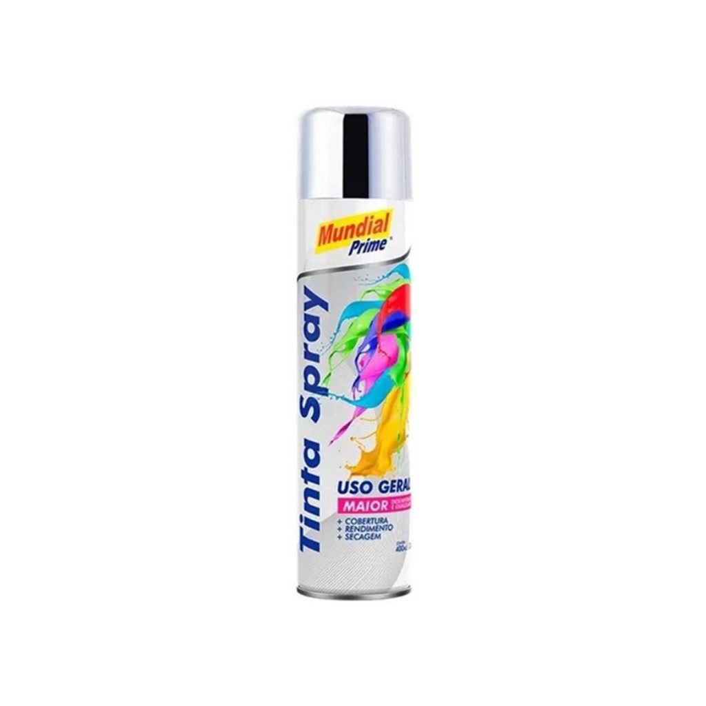 TINTA SPRAY CROMADO USO GERAL 400ml/250g MUNDIAL PRIME mat. 4889 - Protendi